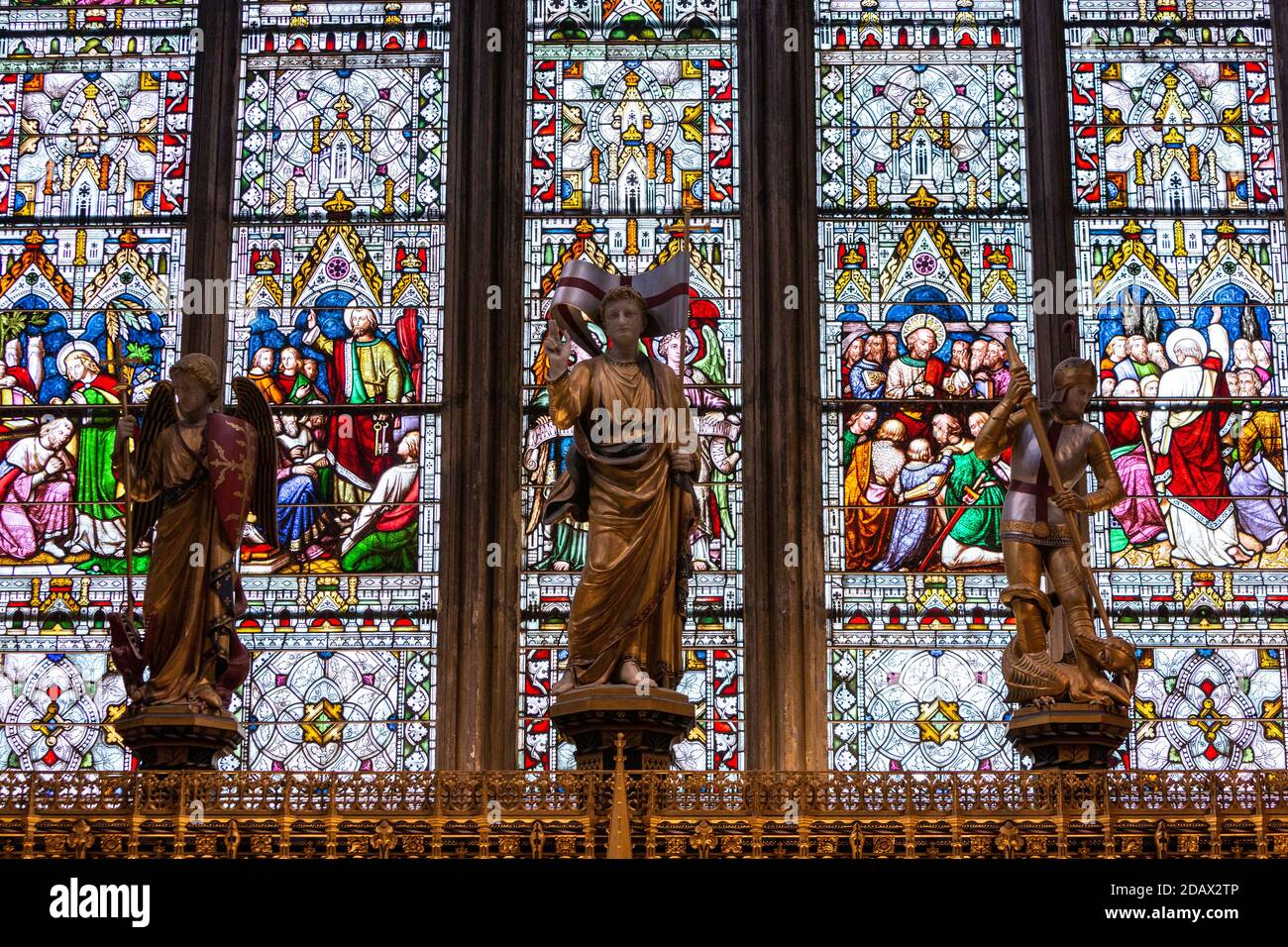 Reredos and Stained glass window, Ripon Cathedral, Ripon, North ...
