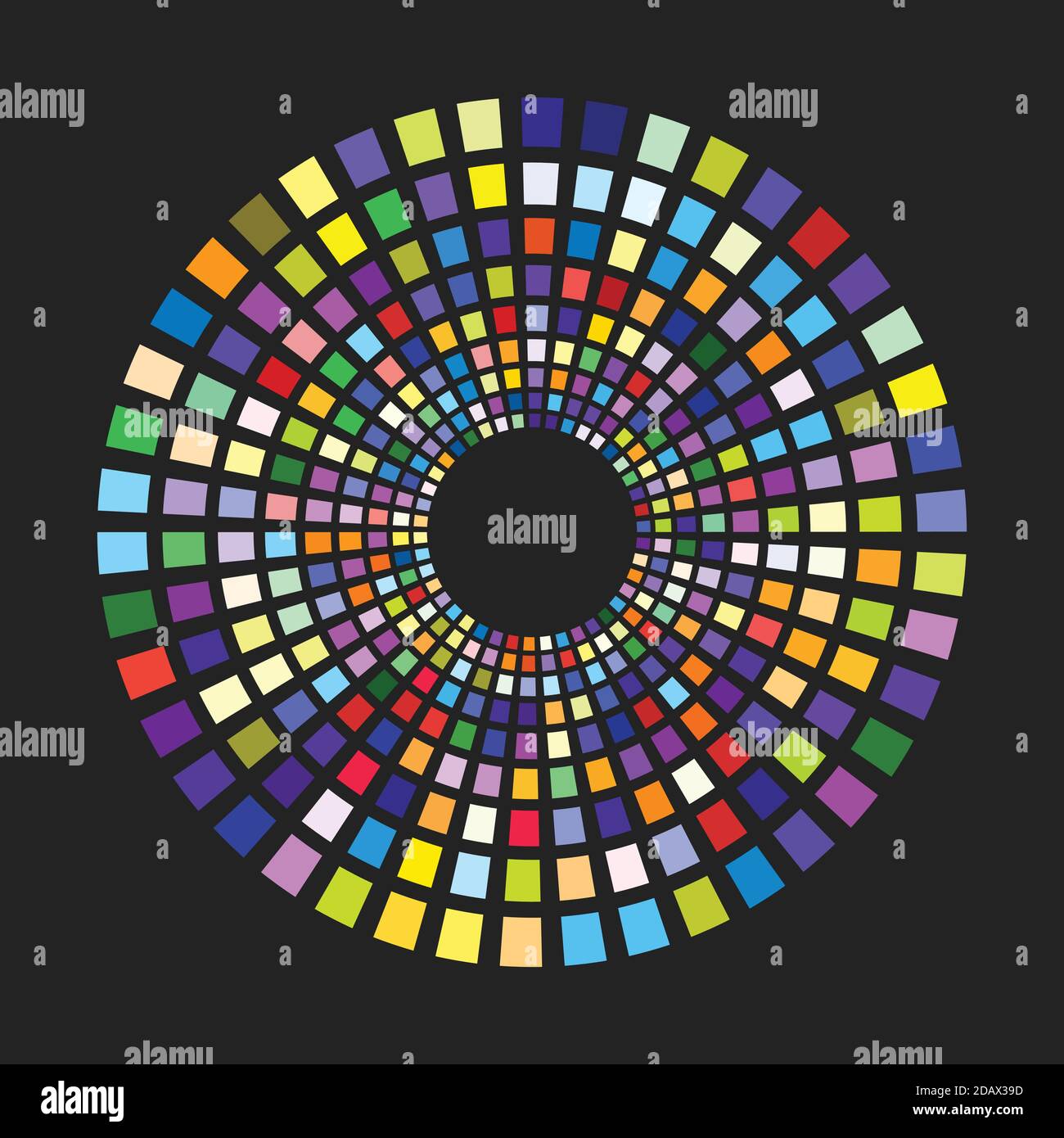 Concentric dashed circles. Rectangular geometric shapes with different ...