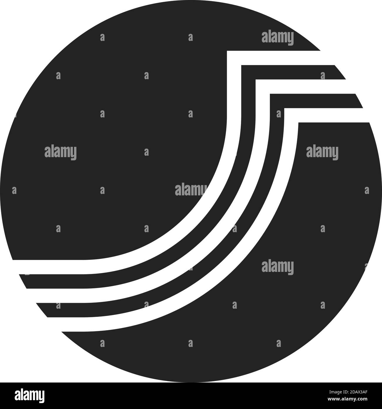 Abstract rounded lines in a black circle. Minimal style logo design ...