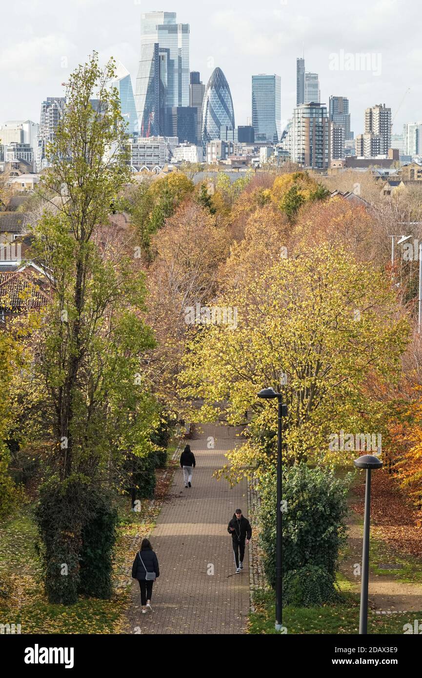 View of the City of London from Stave Hill in London, England, United ...