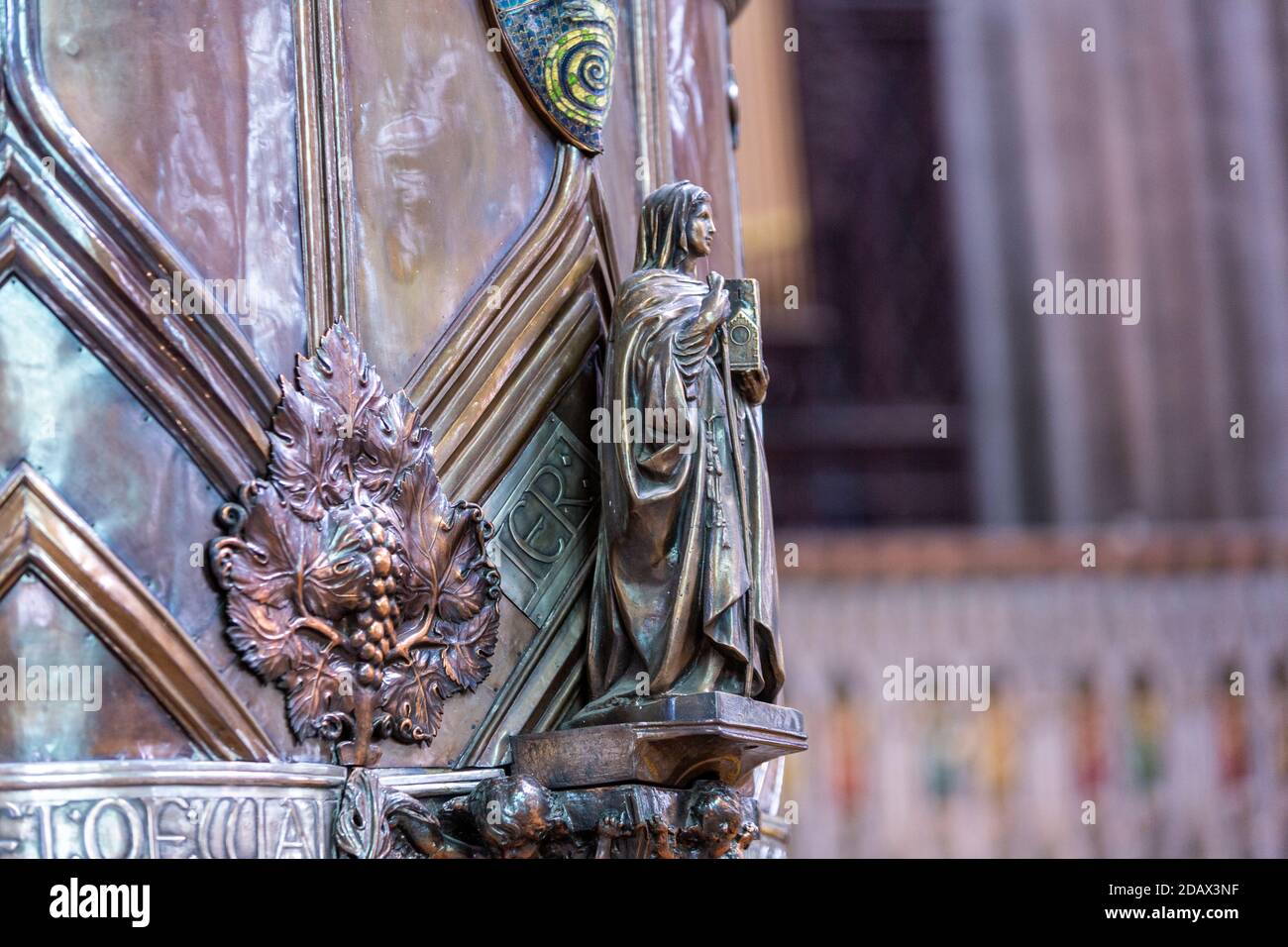The Art Nouveau pulpit in bronze on marble columns, Ripon Cathedral ...