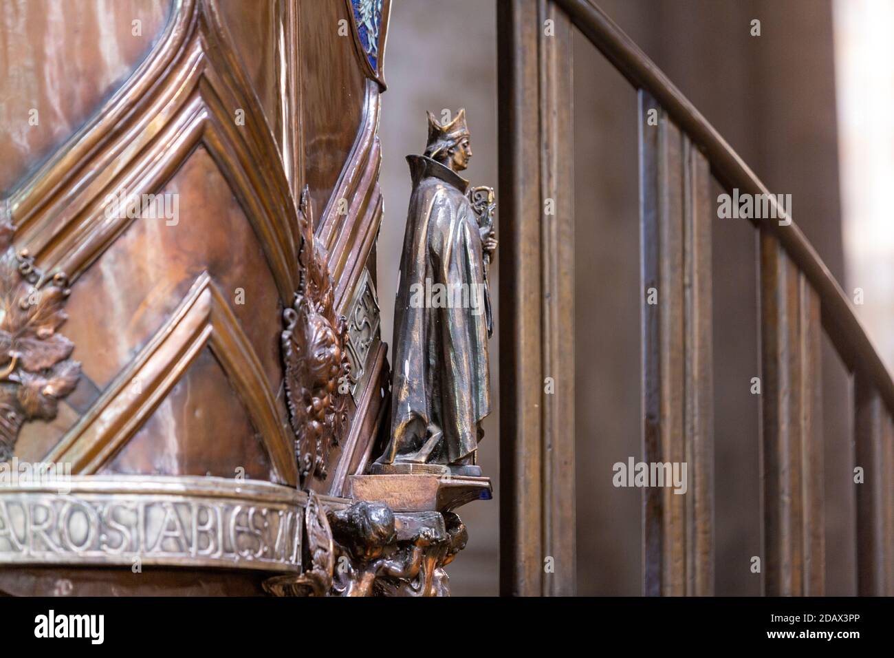The art nouveau pulpit in bronze on marble columns hi-res stock ...