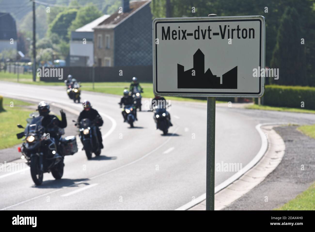 Illustration shows the name of the Meix Devant Virton municipality on a ...