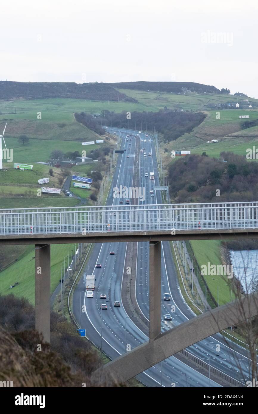 Scammonden bridge in Kirklees, Yorkshire carrying the B6114 road over ...