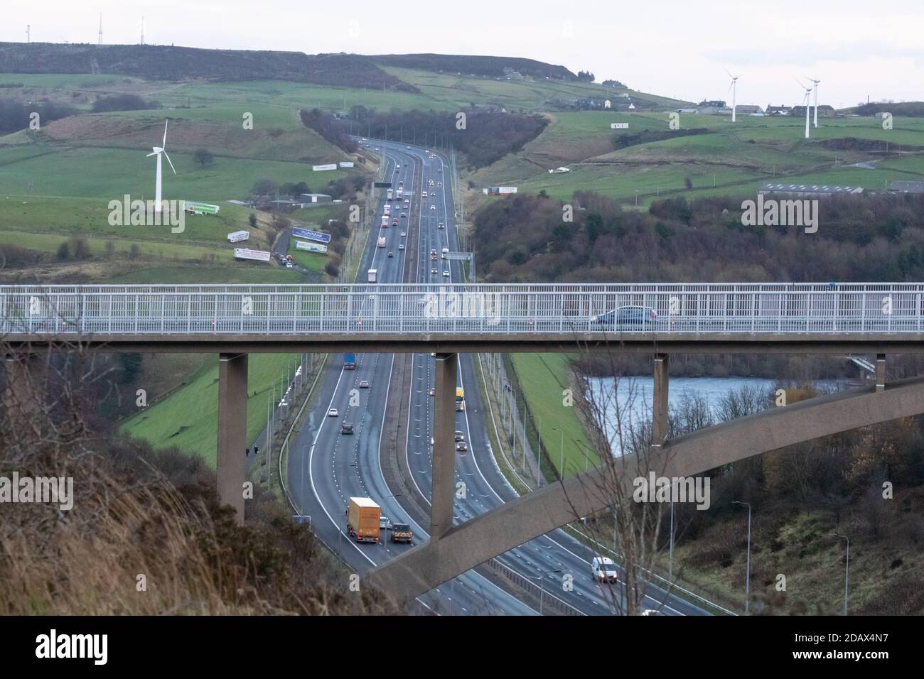Scammonden bridge in Kirklees, Yorkshire carrying the B6114 road over ...