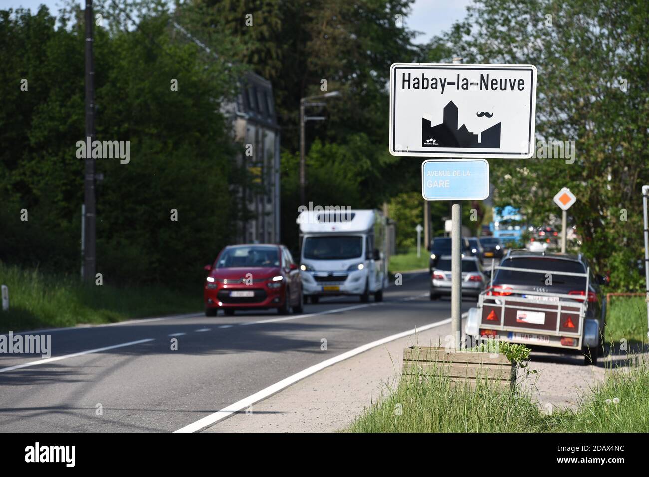 Illustration shows the name of the Habay-la-Neuve Habay municipality on ...