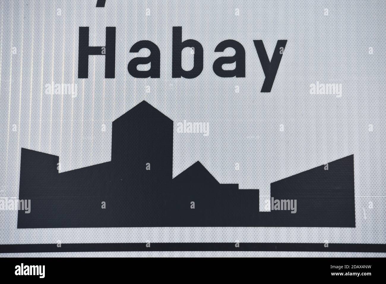 Illustration shows the name of the Habay-la-Neuve Habay municipality on ...