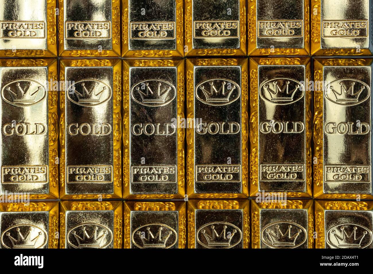 Top view of shiny gold bars stacked up in rows. Gold Bars 1000 grams. Concept of success in ...