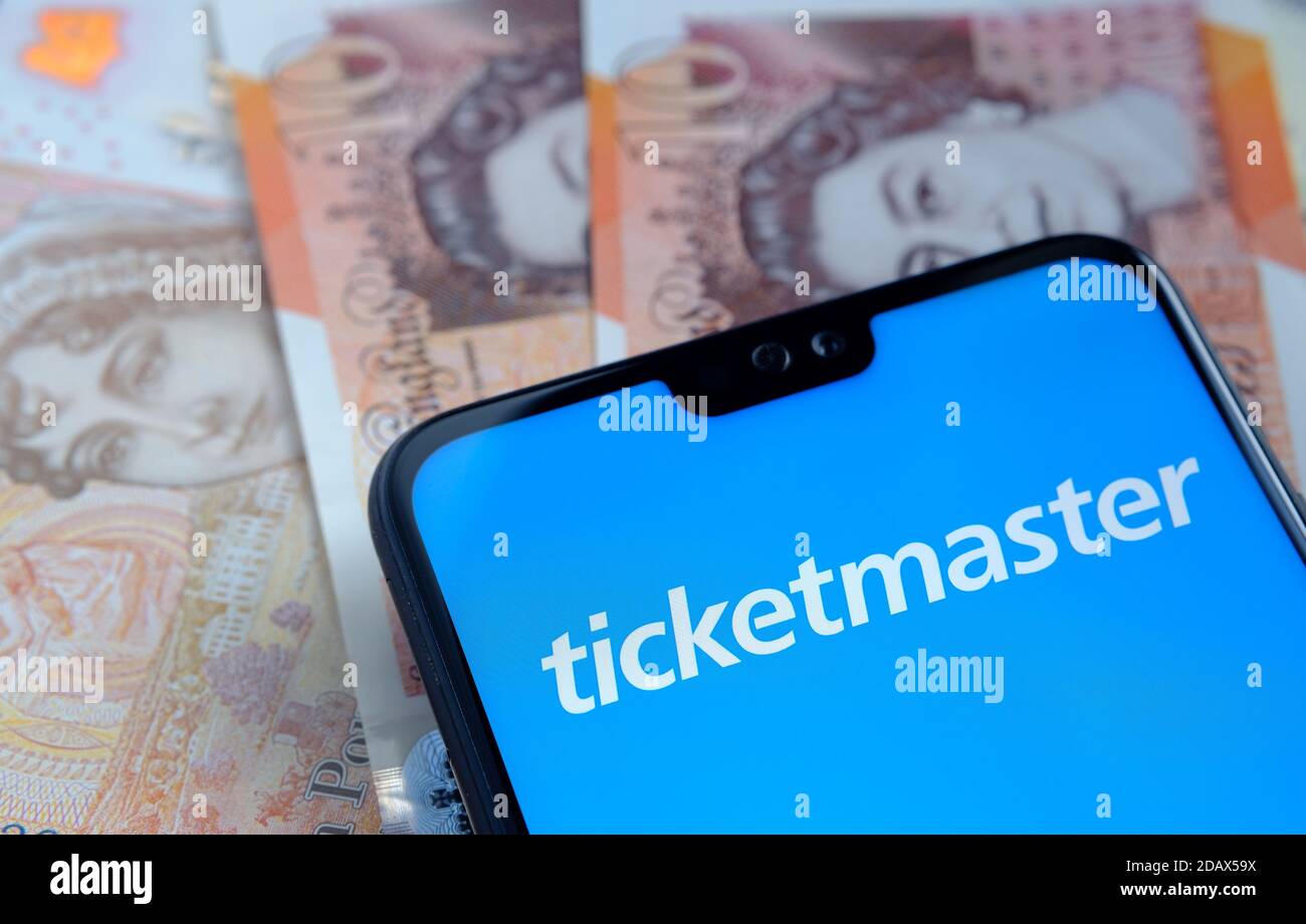 Stafford / United Kingdom - November 15 2020: Ticketmaster company logo ...