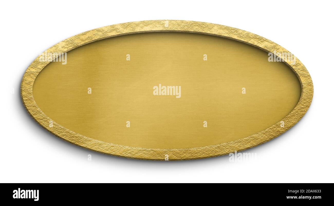 Blank golden sign with oval shape isolated on white background Stock ...