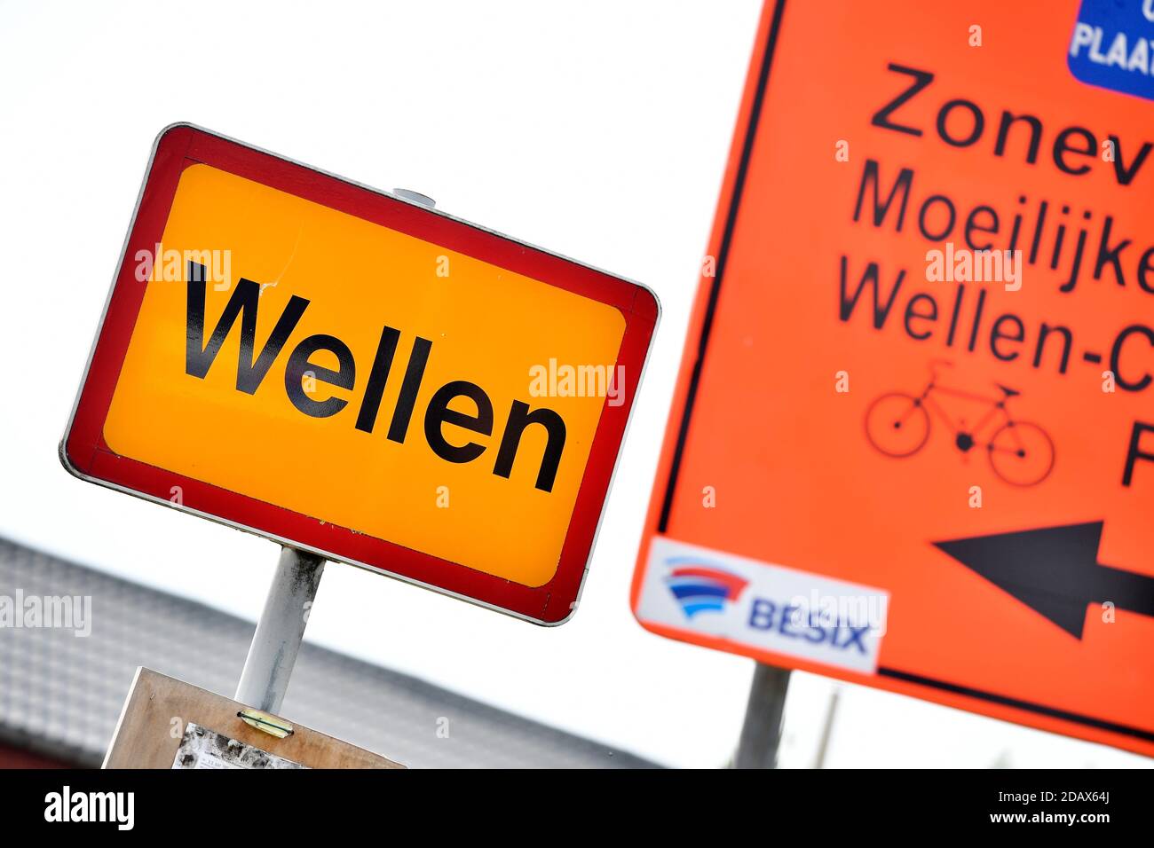 Illustration shows the name of the Wellen municipality on a road sign ...