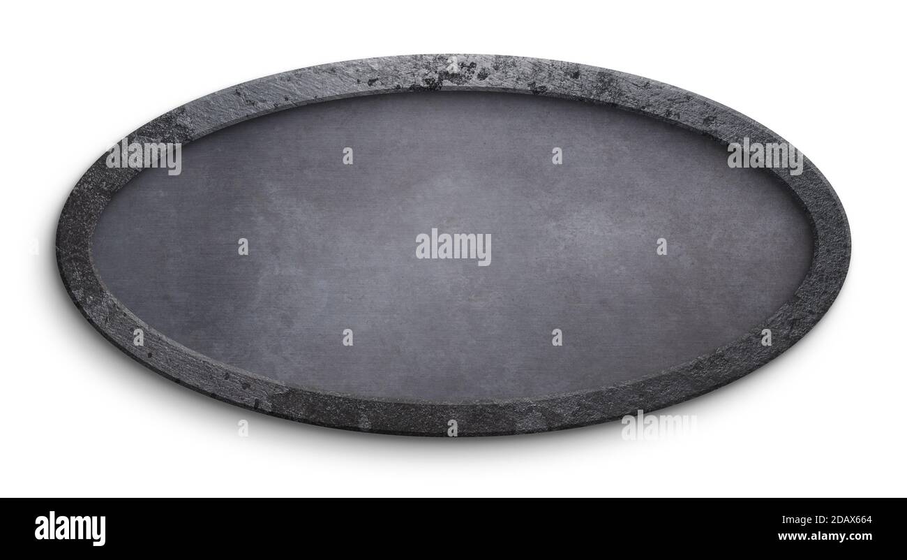 Blank old metal sign with oval shape isolated on white background Stock ...