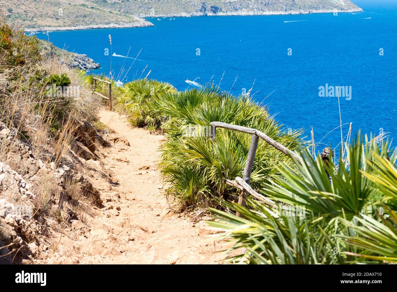 Coastal hiking trail in the Zingaro natural reserve in Sicily Italy ...