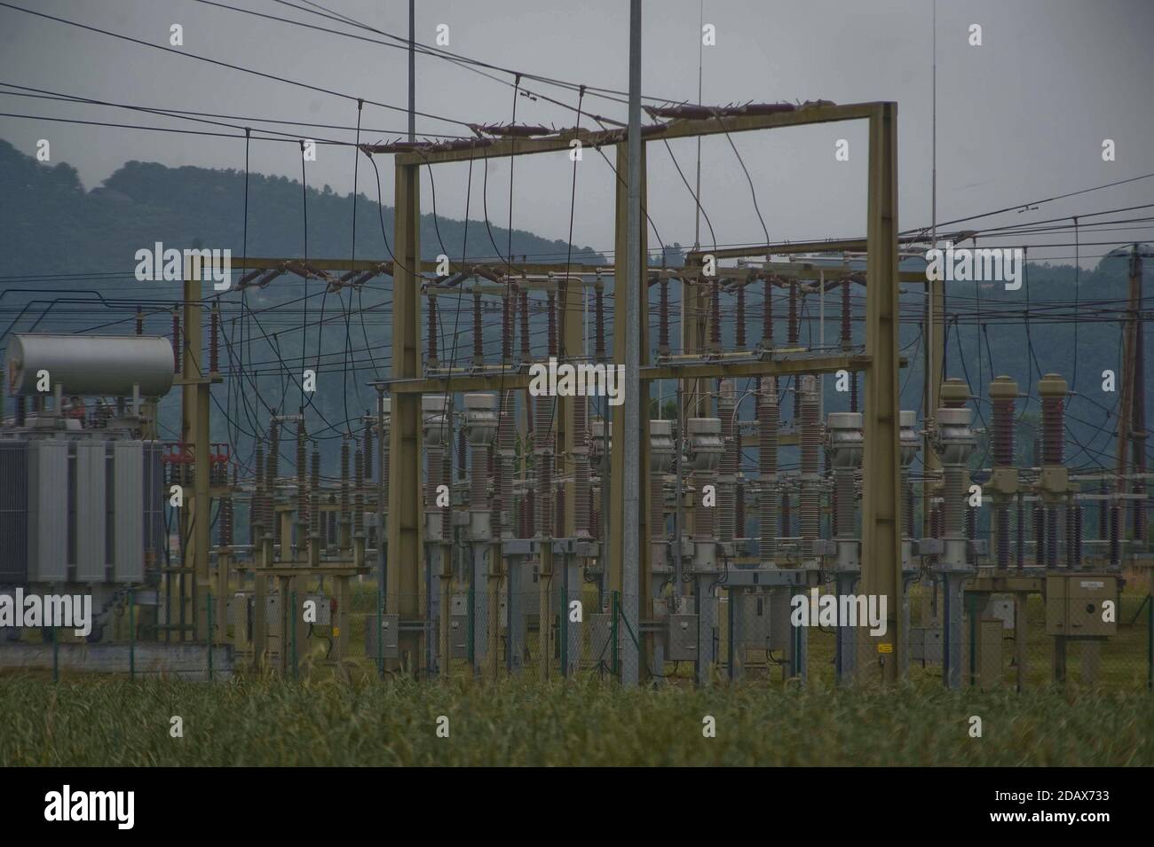 an electrical substation and electricity transformer as part of the ...
