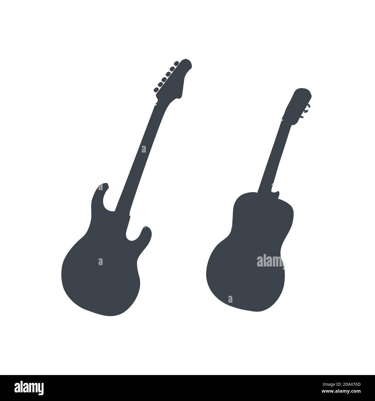 Electric and acoustic guitar silhouettes on white Stock Vector Image ...
