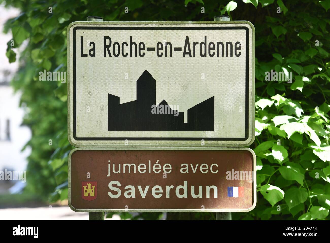 Illustration shows the name of the La Roche-en-Ardenne municipality on ...