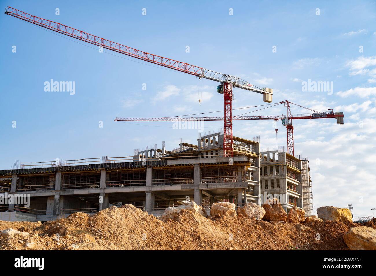 Mevasseret Zion, Israel - November 14th, 2020: A construction site of a ...