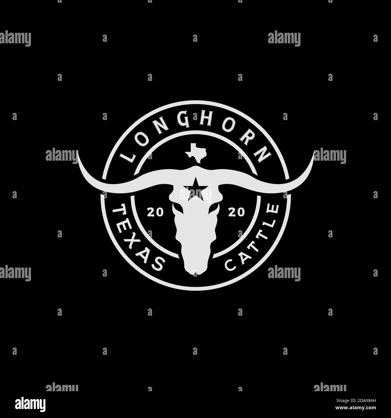 Texas Longhorn, Country Western Bull Cattle Vintage Retro Label Badge ...