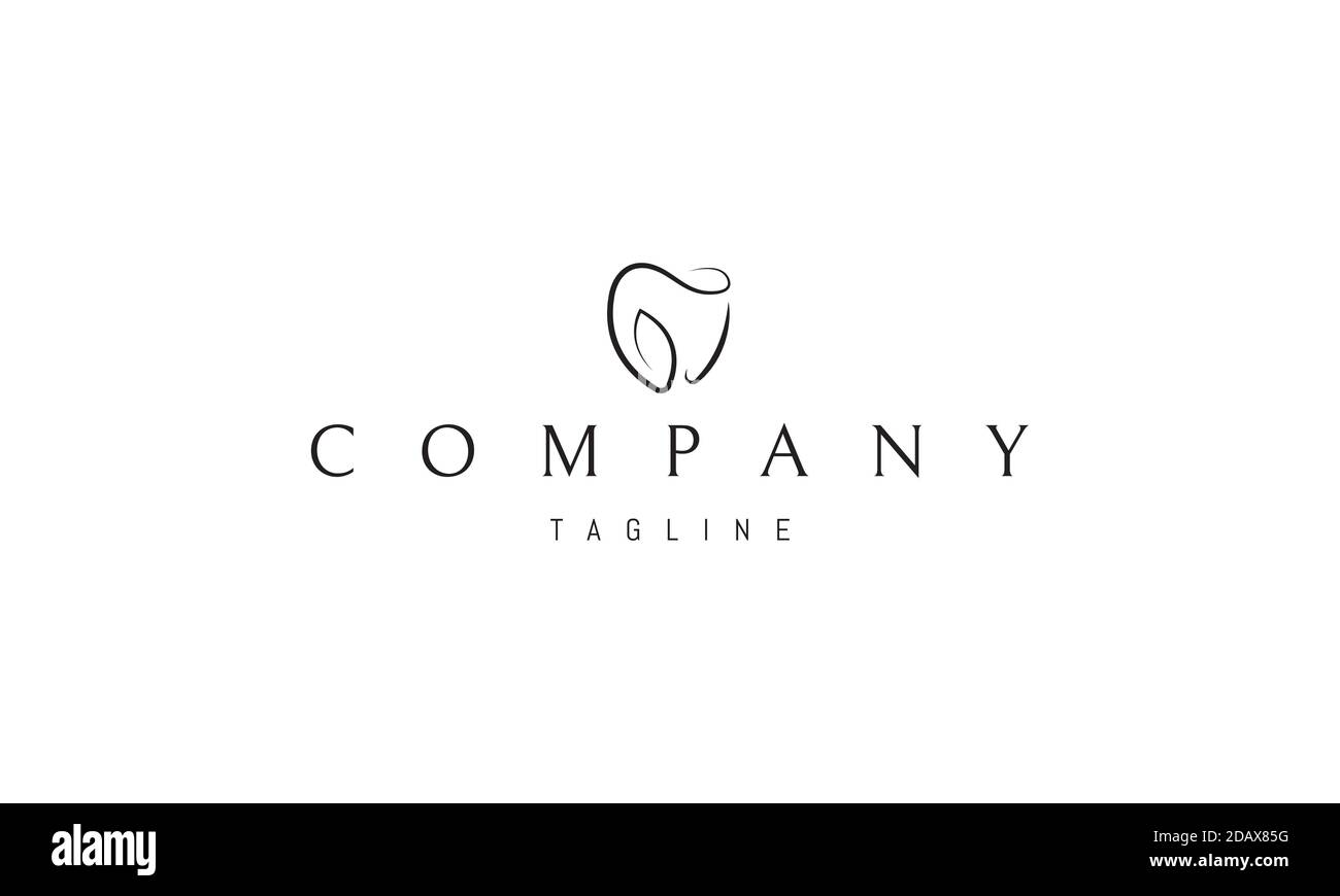 Vector logo on which an abstract image of a tooth with a leaf in a ...