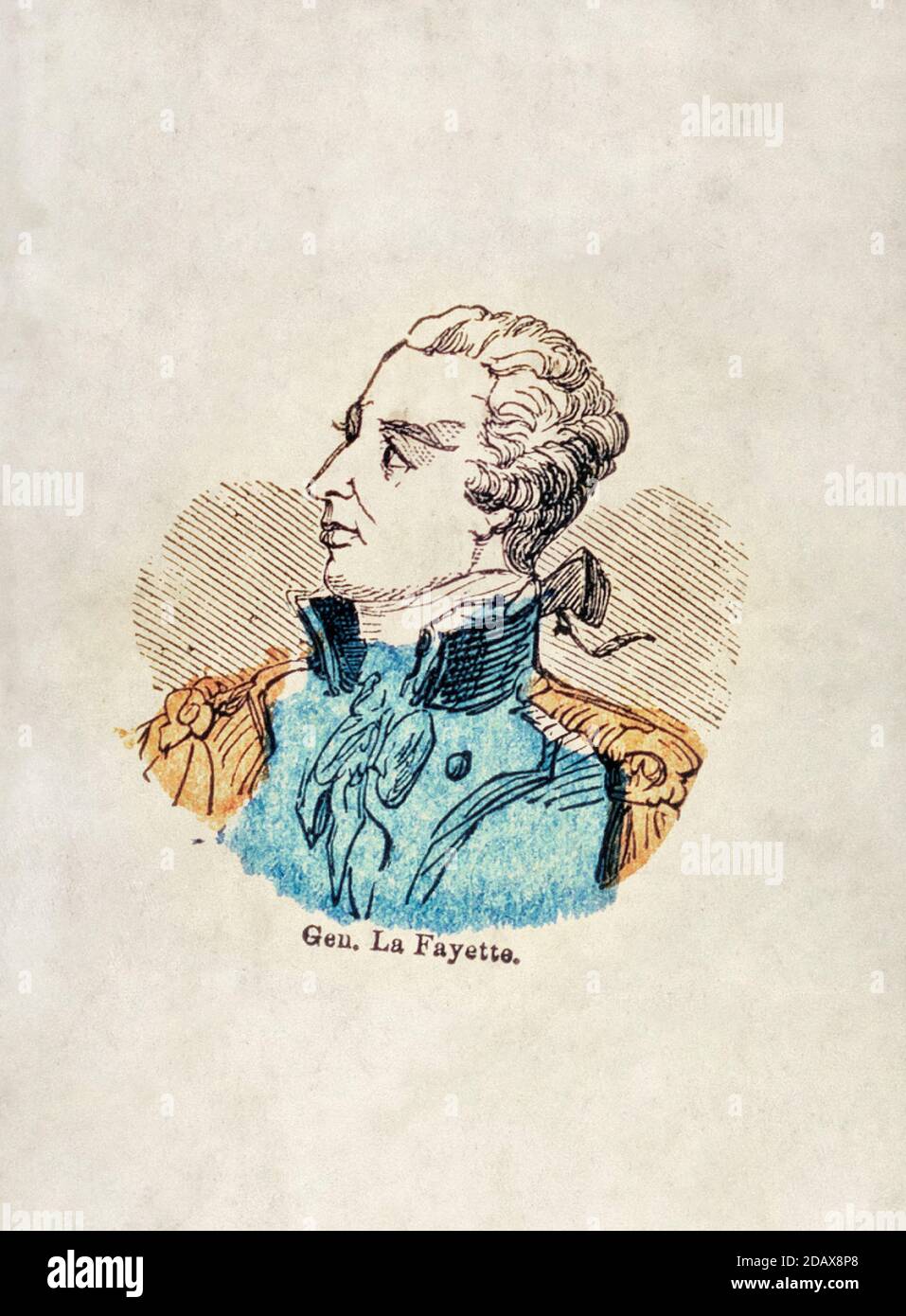 Engraving of general de Lafayette. Gilbert du Motier, Marquis de ...