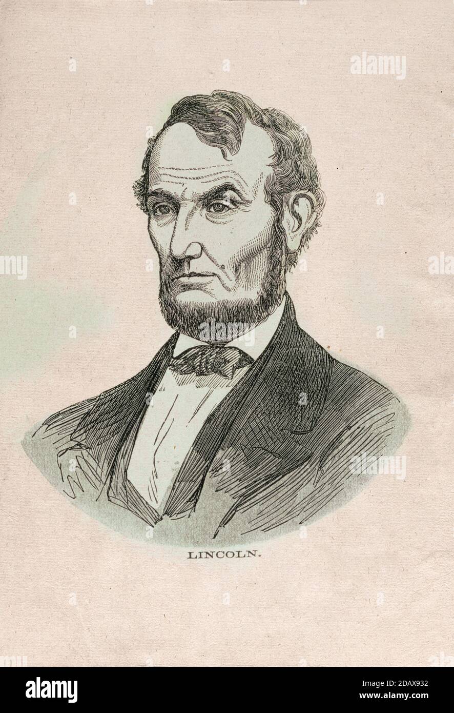 Engraving of president Abraham Lincoln. Abraham Lincoln (1809 – 1865 ...