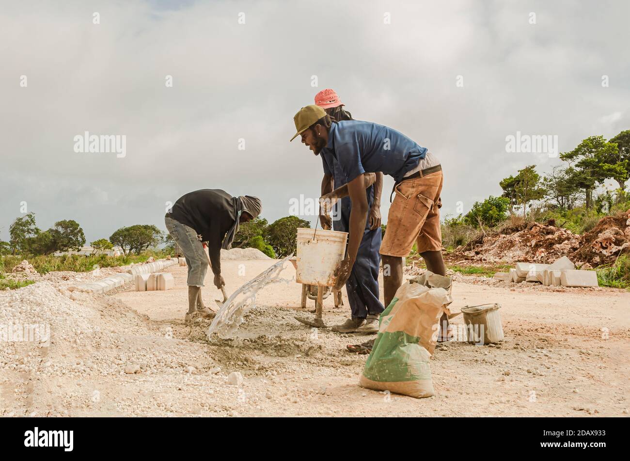 Men Working On New Road Stock Photo - Alamy