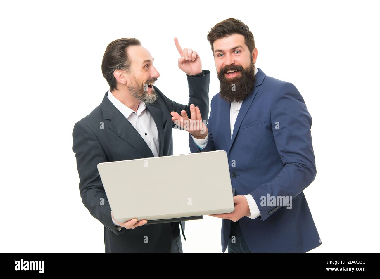 Big idea for great result. Bearded men got business idea. Happy ...