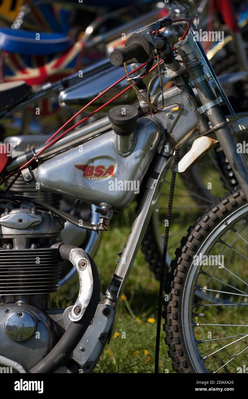 A vintage BSA-Birmingham Small Arms-motorbike on display at a fair ...