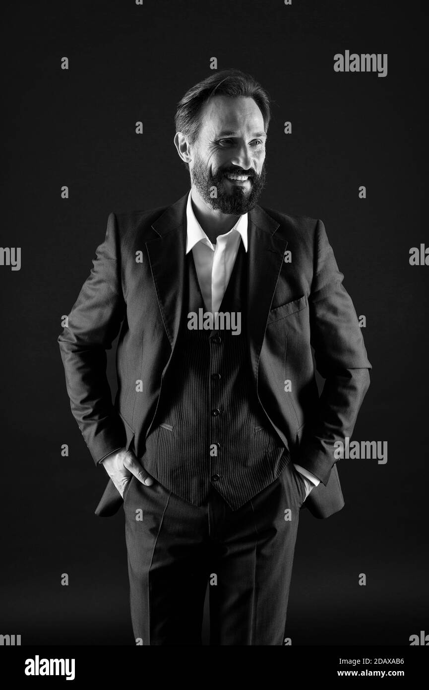 Old fashioned. Classics eternal value. Bearded man with formal look ...