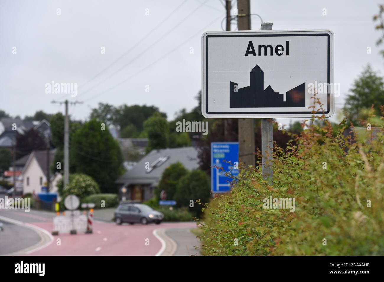 Illustration shows the name of the Amel - Ambleve municipality on a ...