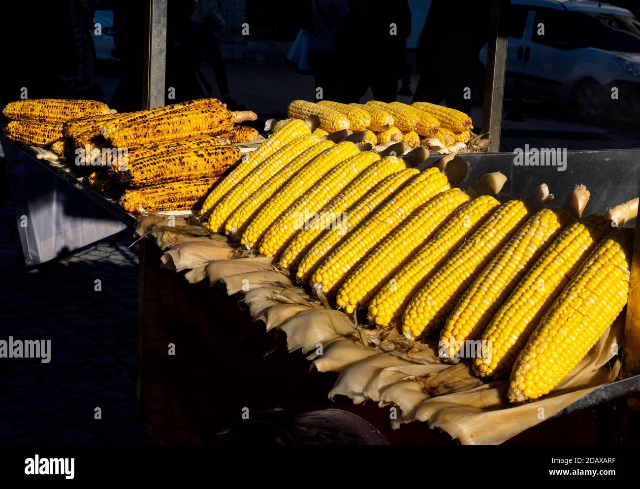 Fresh roasted corn is famous street food of Istanbul, Turkey Stock ...