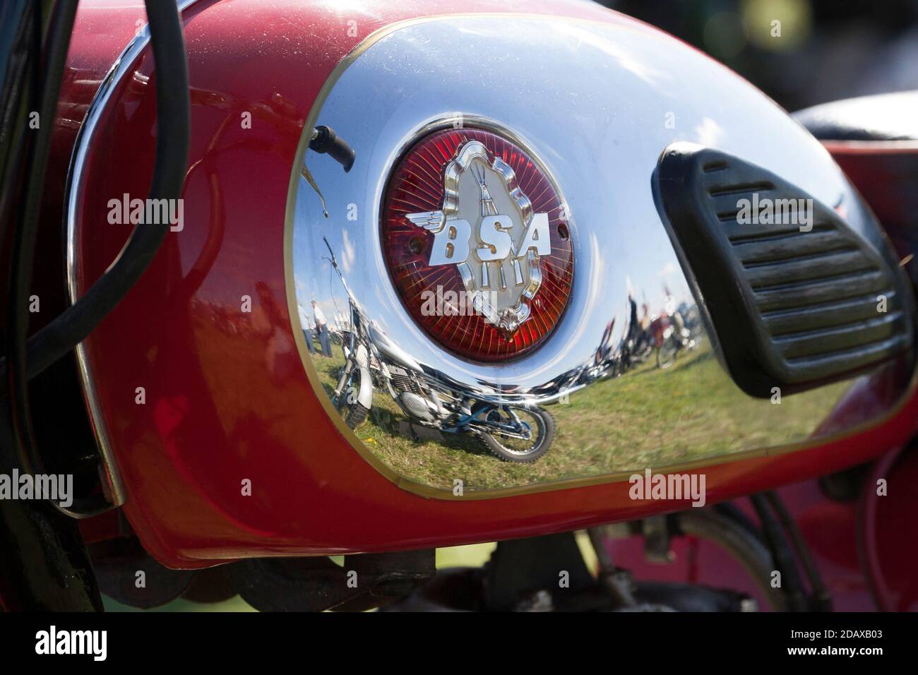 A vintage BSA-Birmingham Small Arms-motorbike on display at a fair ...