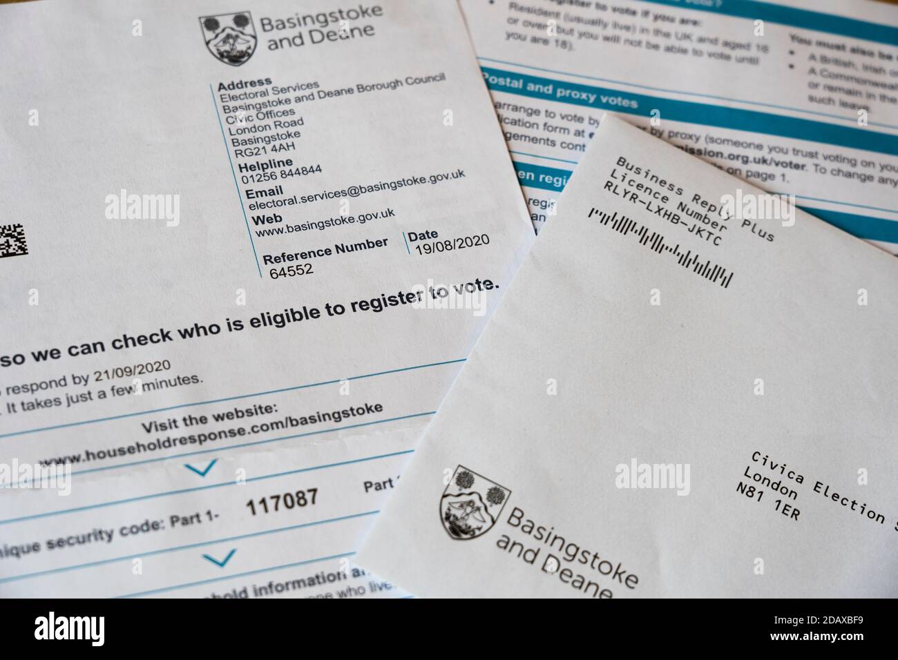 Register to vote letter for local council elections in Basingstoke ...