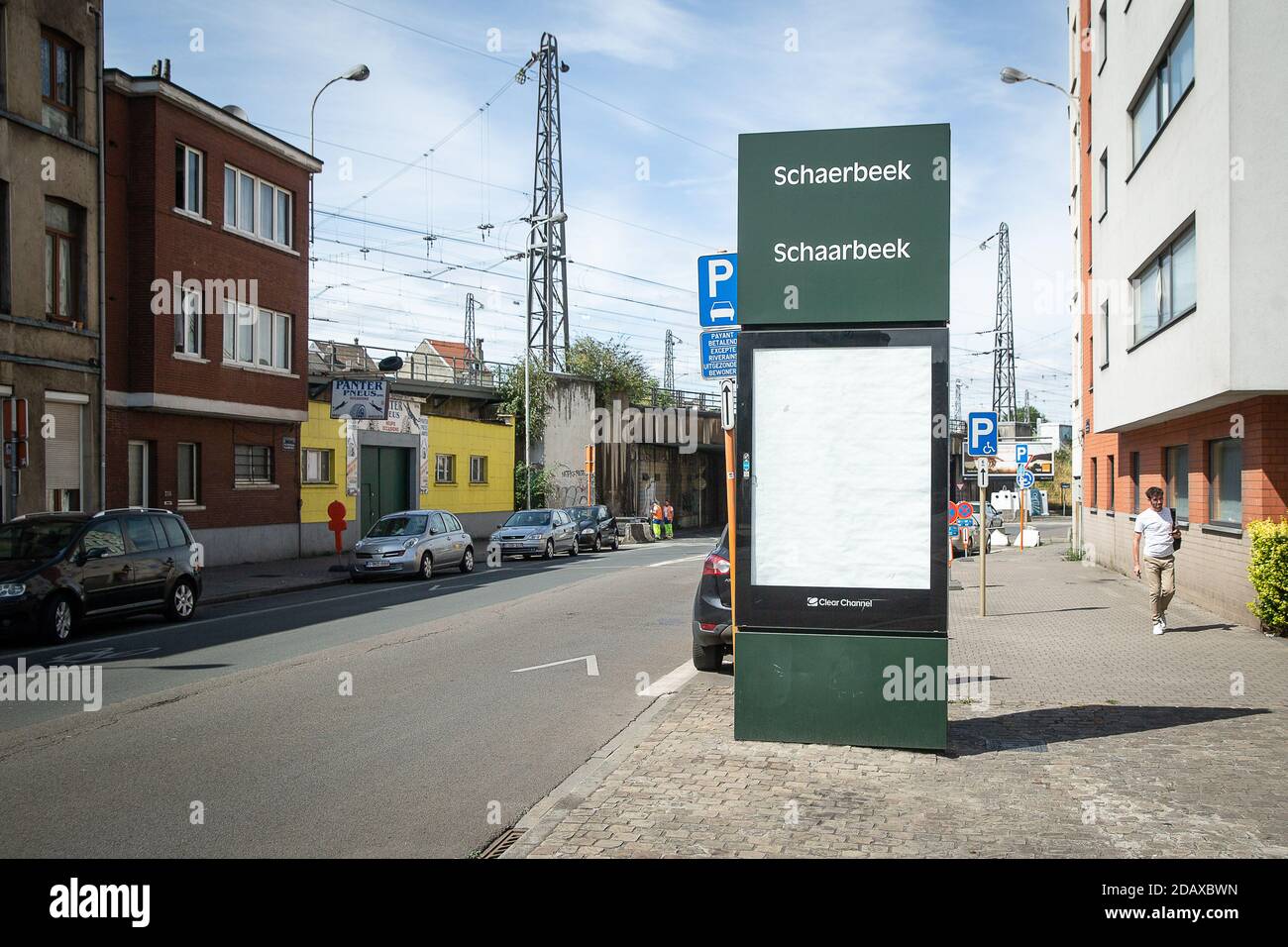 Illustration shows the name of the Schaarbeek - Schaerbeek municipality ...