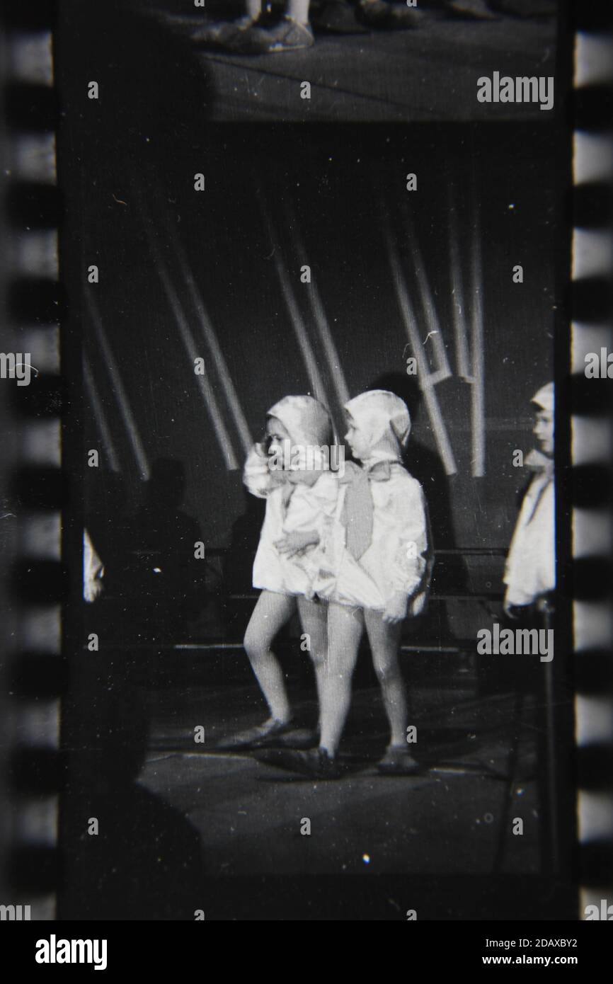 Fine 1970s vintage black and white photography of kids performing in a ...