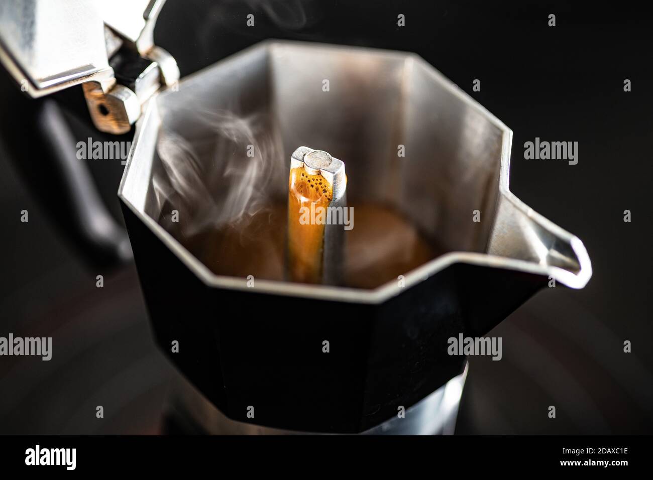Stove top Moka pot Italian style coffee maker Stock Photo - Alamy