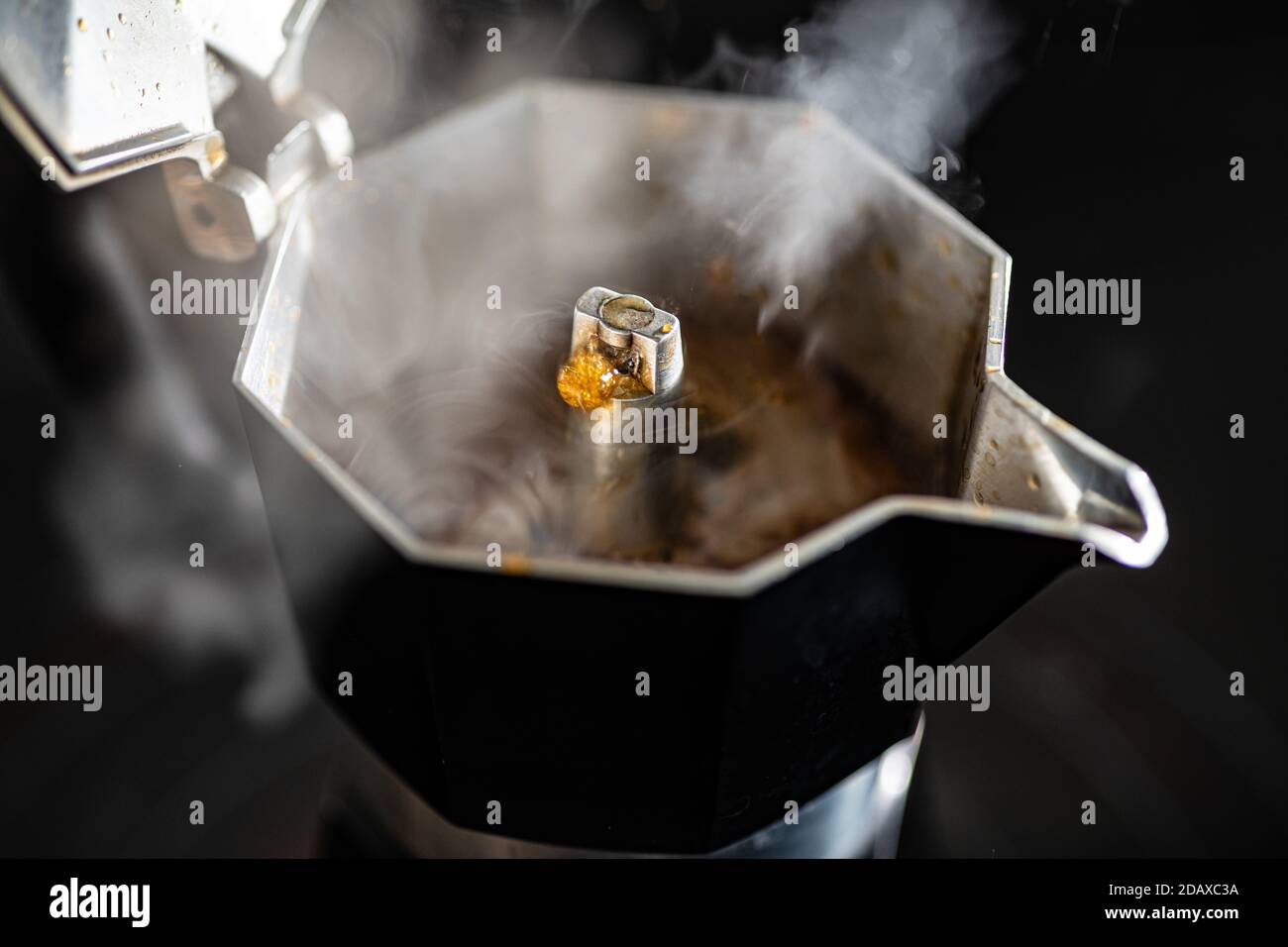 Stove top Moka pot Italian style coffee maker Stock Photo - Alamy