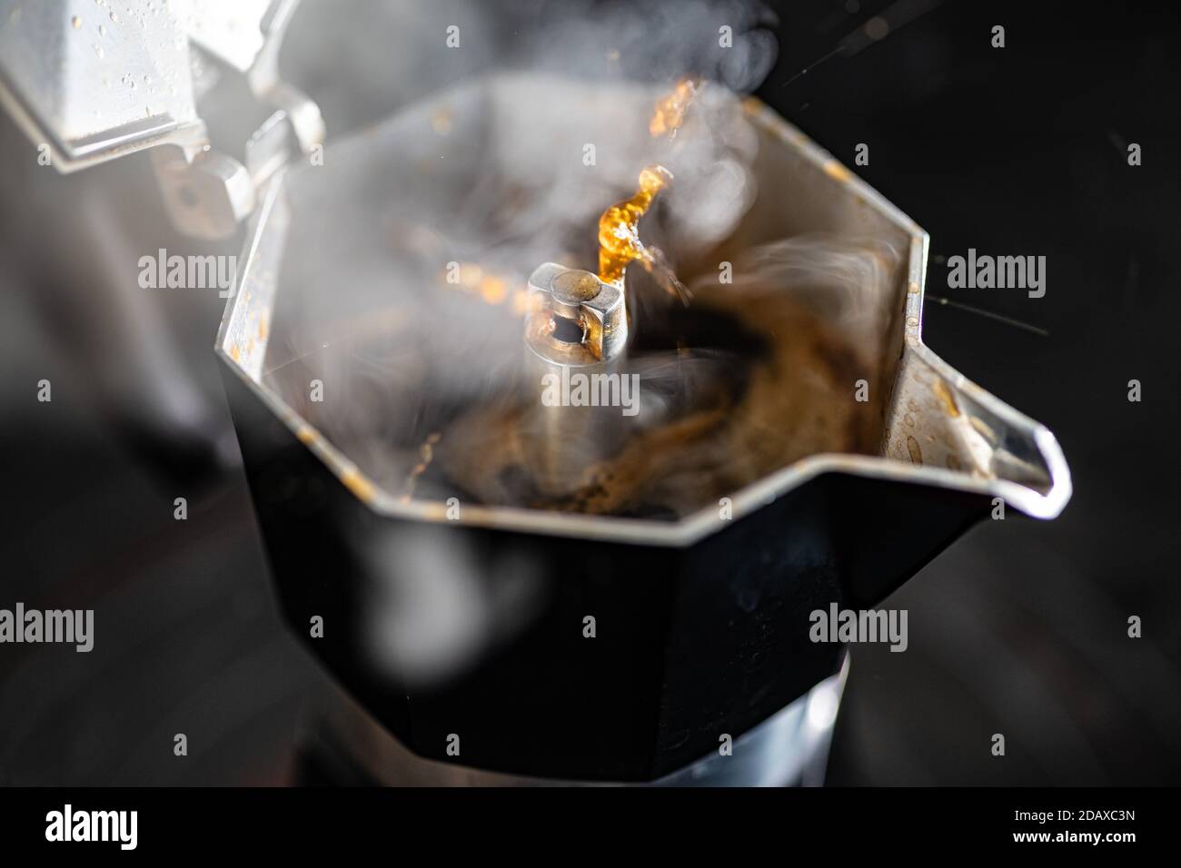 Stove top Moka pot Italian style coffee maker Stock Photo - Alamy