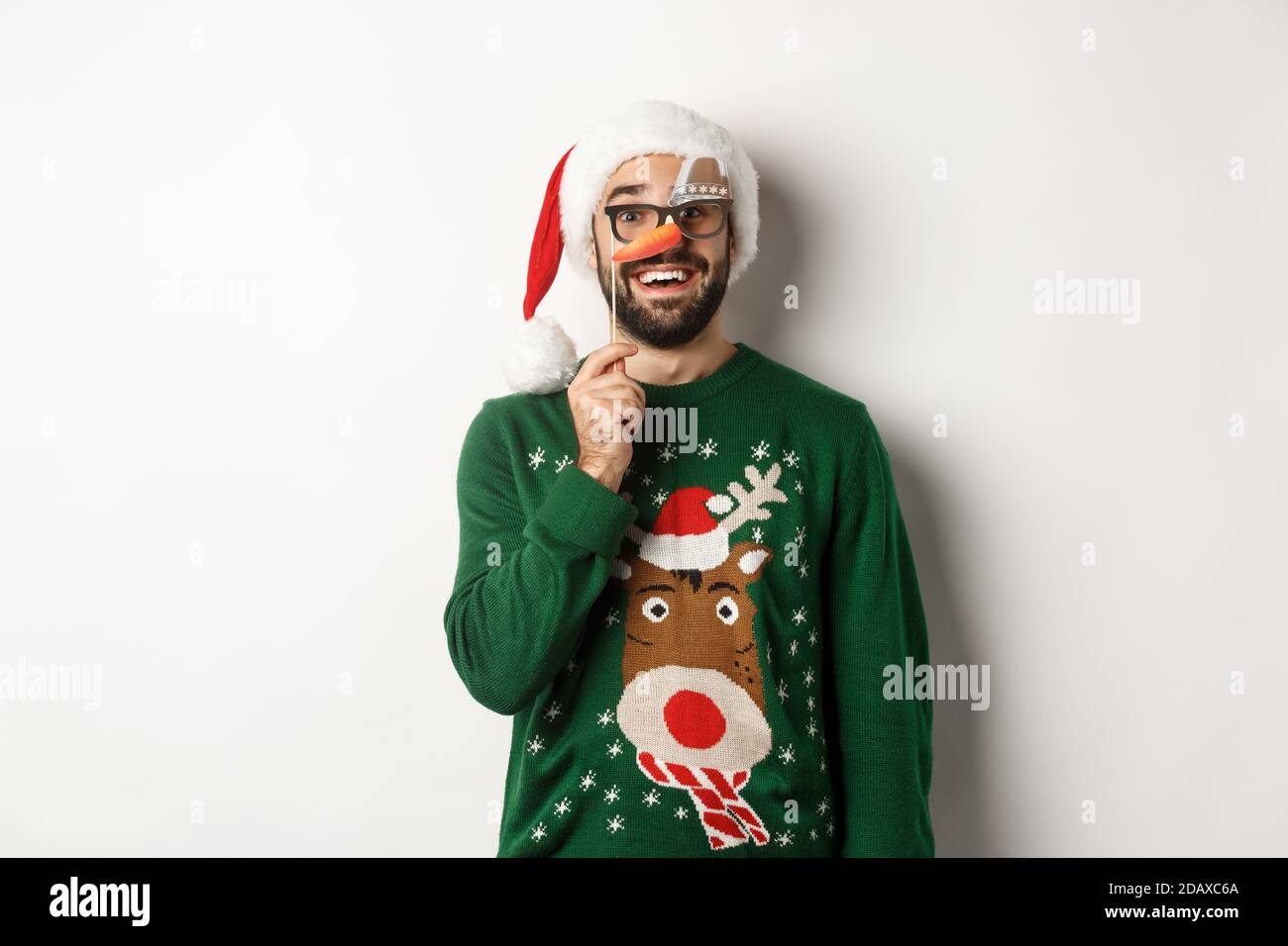 Young bearded man wearing reindeer hi-res stock photography and images ...
