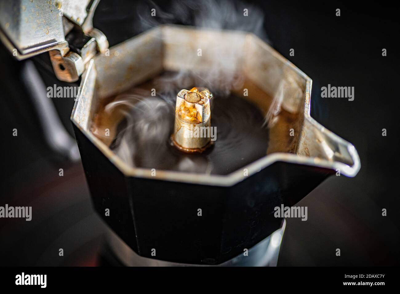 Stove top Moka pot Italian style coffee maker Stock Photo - Alamy