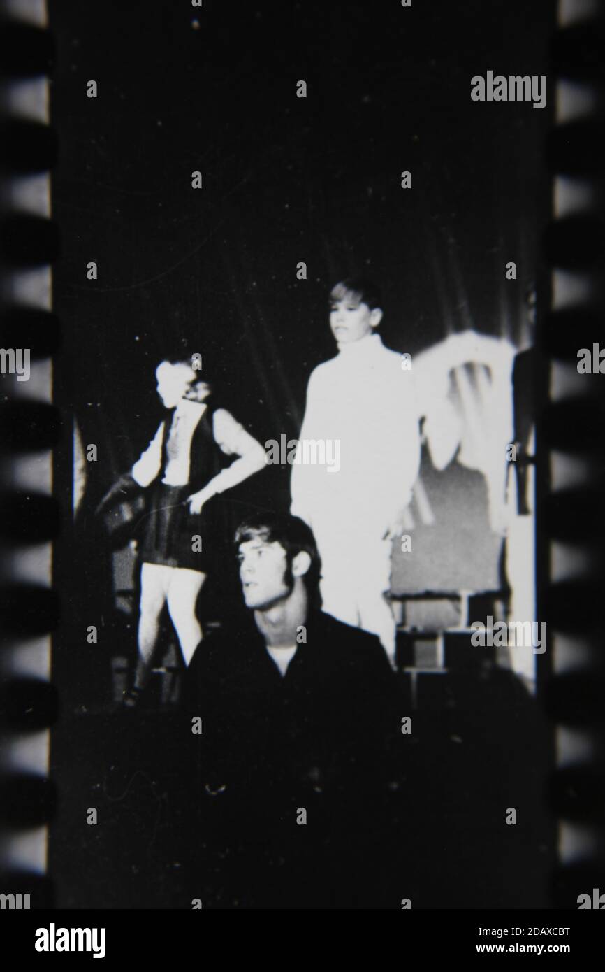 Fine 1970s vintage black and white photography of a stage performance ...