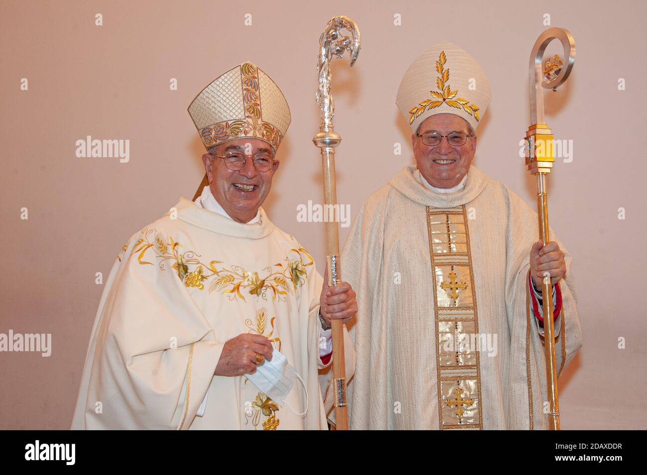 November 15, 2020 : Card. Angelo De Donatis (L) and Msgr. Enrico Feroci ...