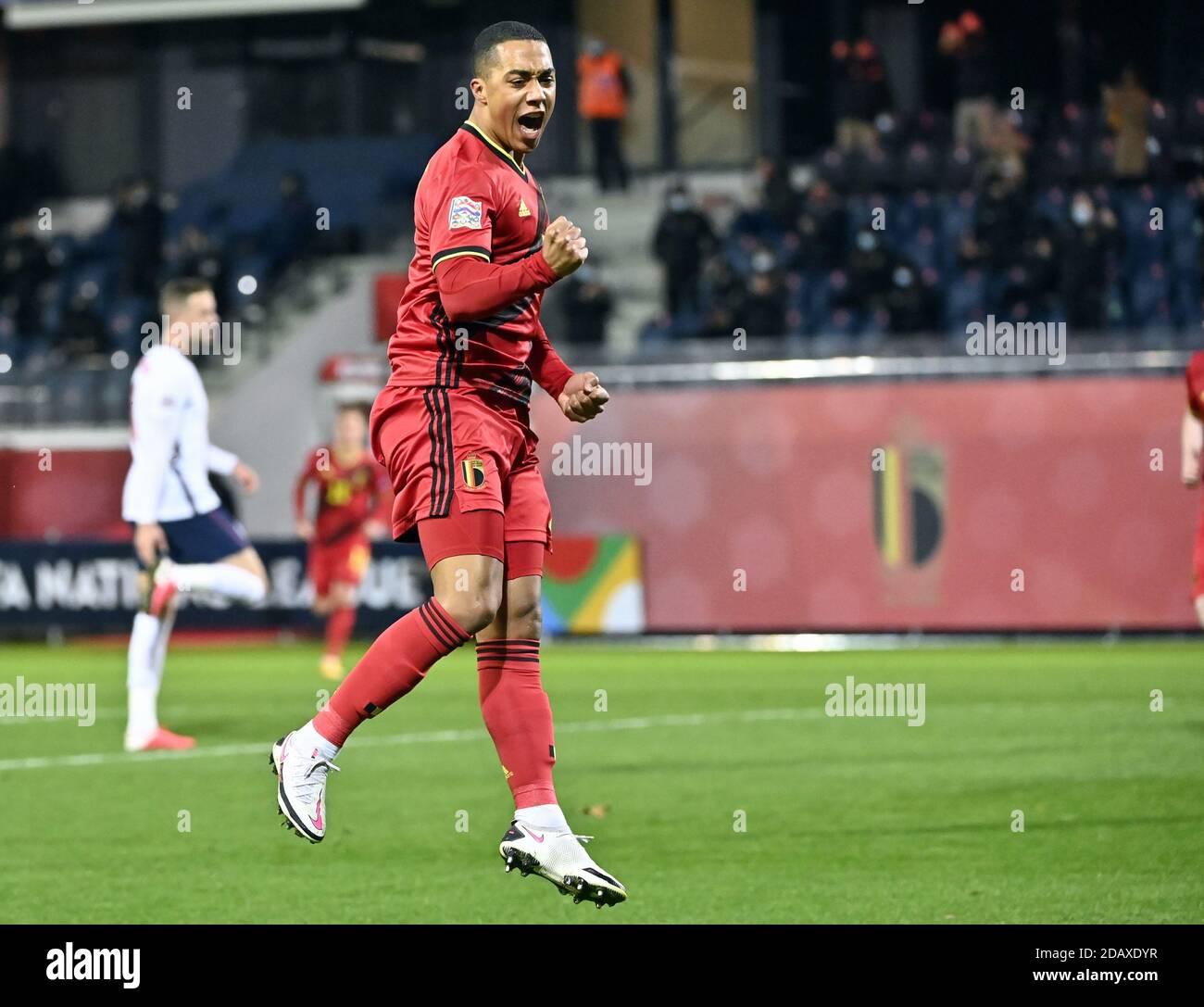 Belgium's Youri Tielemans celebrates after scoring during the UEFA ...
