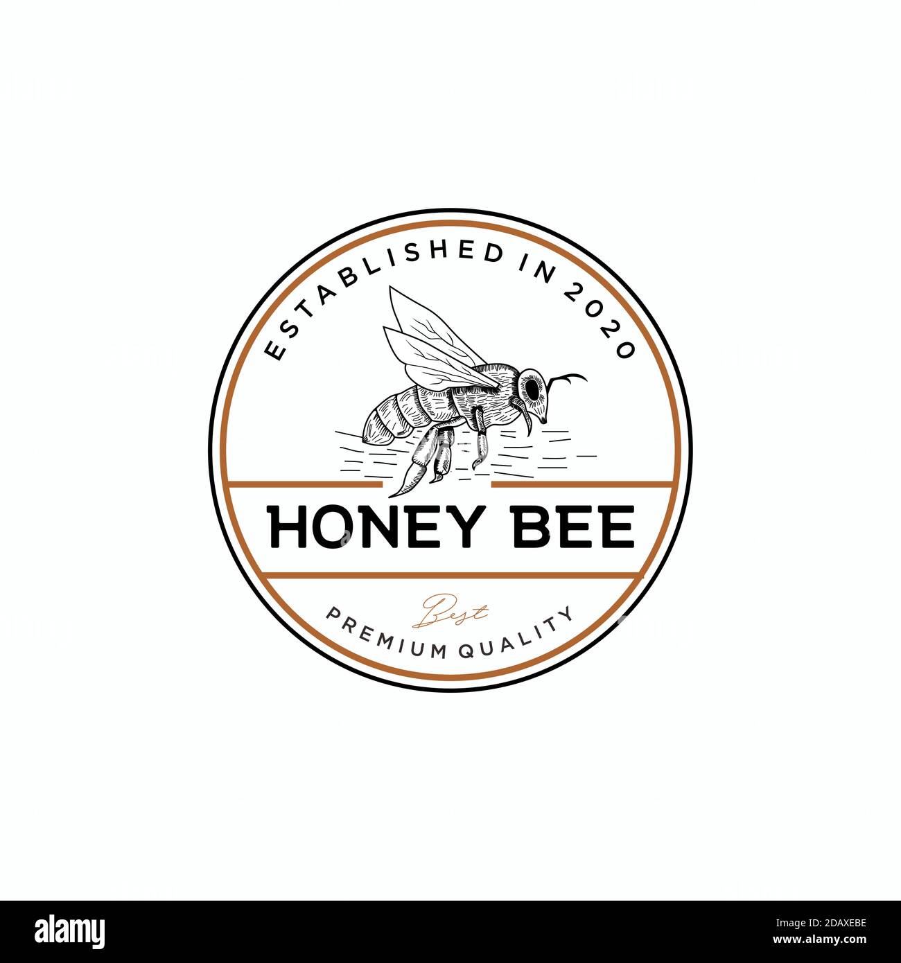 Vintage rustic BEE, honey bee logo badge emblem graphic design template ...