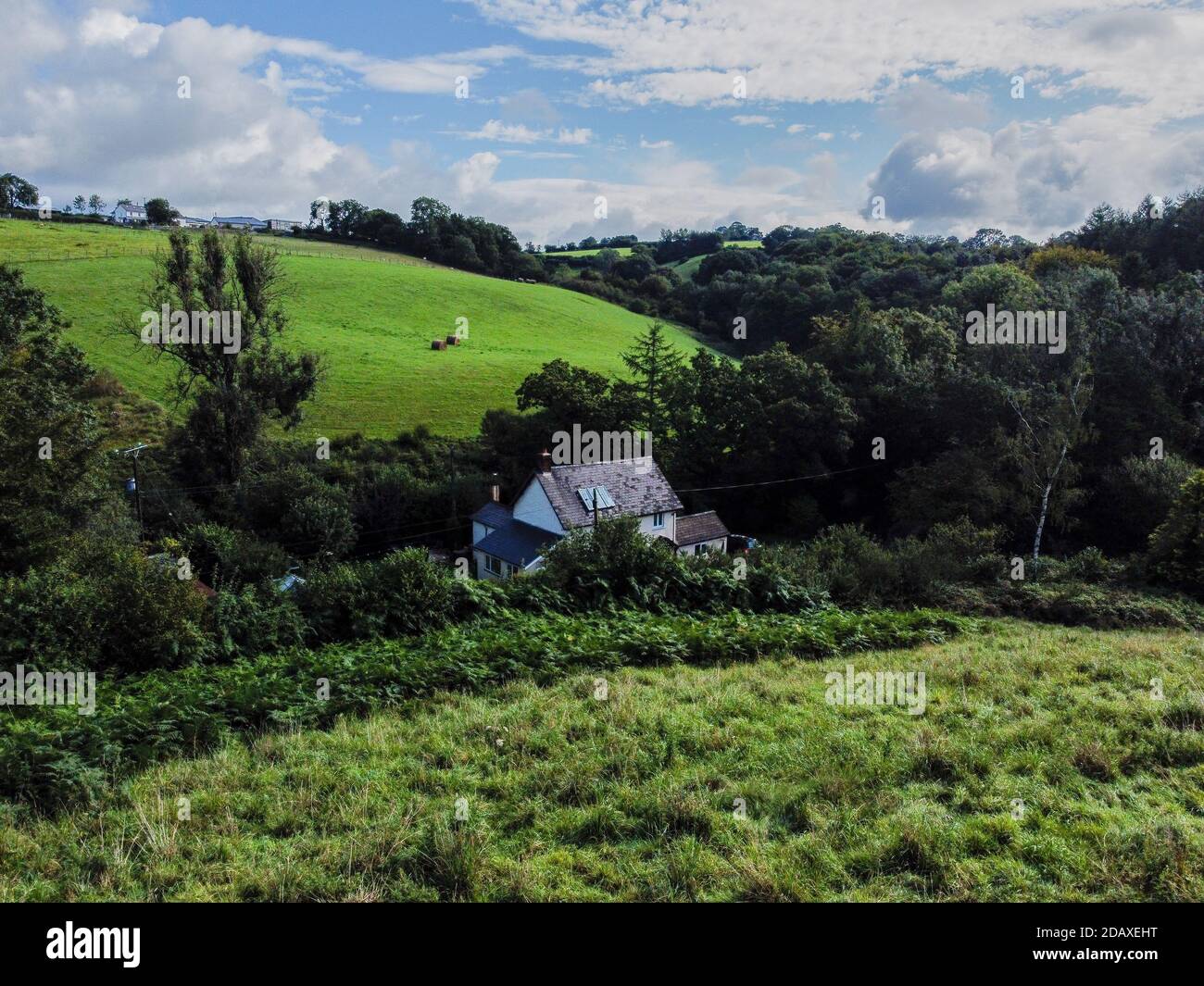 An aerial photograph of a small farm building nestled in the Devon ...