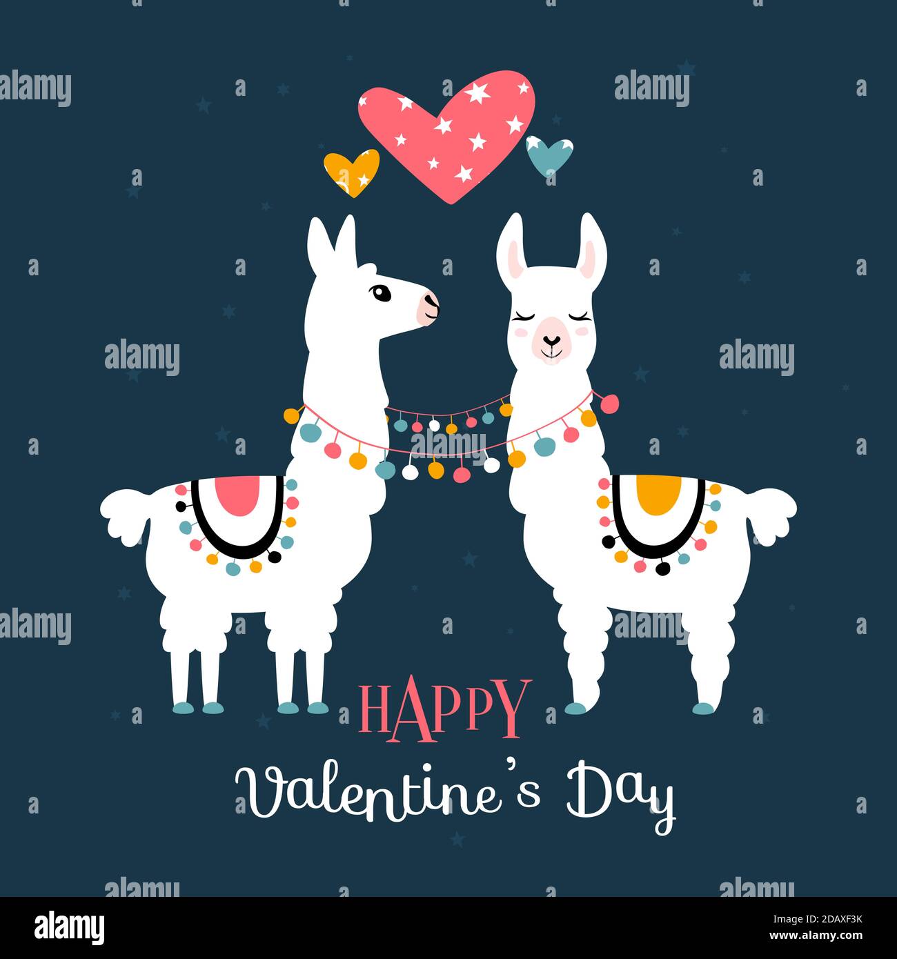 Llama Alpaca. Pair of loving llamas. Vector illustration Stock Vector ...