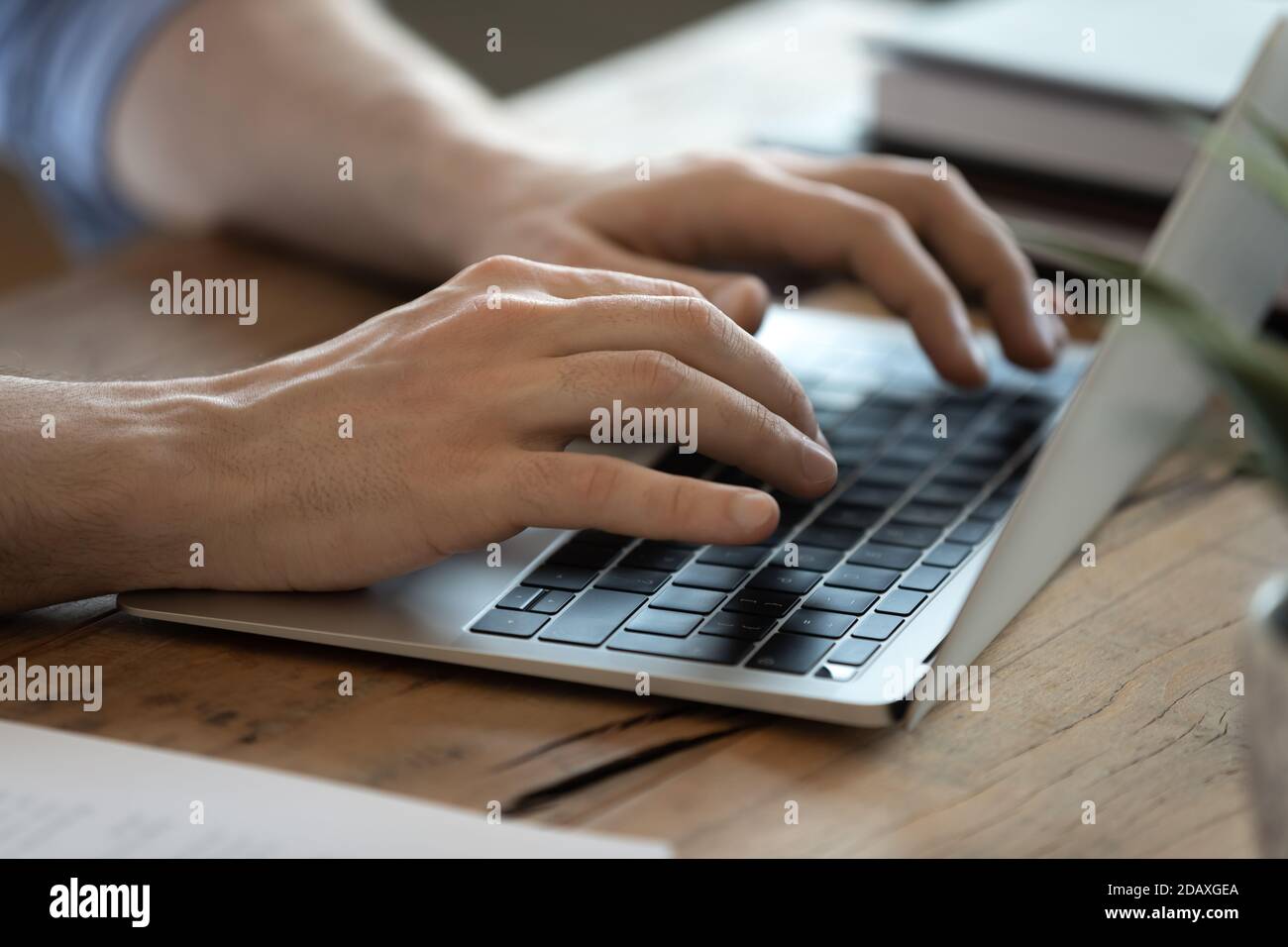 Male hands typing e-mail close up view laptop keyboard Stock Photo - Alamy