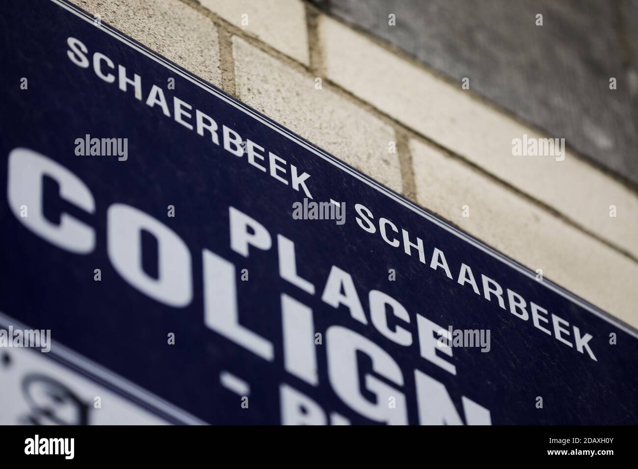 Illustration shows the name of the Schaerbeek - Schaarbeek municipality ...