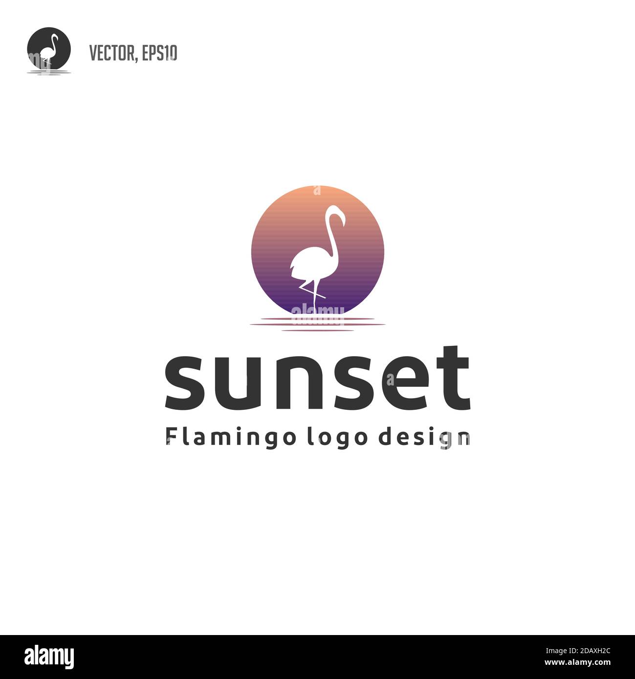 flamingo bird with sunset logo design Stock Vector Image & Art - Alamy