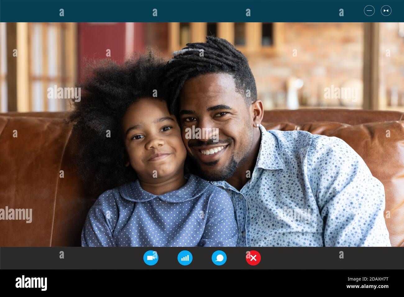 Happy young african american family holding video call talk Stock Photo ...